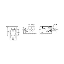 Villeroy & Boch Villeroy & Boch Combi-Pack Avento HR Toilette & WC-Sitz 370x530x315mm Oval wandhängend Abgang waagerecht Direct-Flush, Weiß Alpin CeramicPlus 5656HRR1