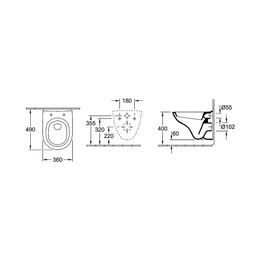 Villeroy & Boch Villeroy & Boch Combi-Pack O.novo 360x490x330mm Oval wandhängend Abgang waagerecht Weiß Alpin 5688H101