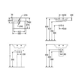 Villeroy & Boch Villeroy & Boch Handwaschbecken Subway 3.0 50 500x400mm rechteckig 1 Hahnloch mit Überlauf Weiß Alpin CeramicPlus 437050R1