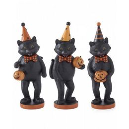 Horror-Shop Dekoobjekt Schwarze Halloween Katze mit Kürbis