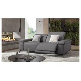 Sofanella Italienisches Ledersofa URBANA 2-Sitzer Couch - Grau