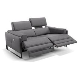 Sofanella Italienisches Ledersofa MILO 2-Sitzer Couch - grau