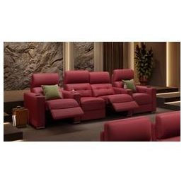 Sofanella Leder 4-Sitzer Relaxsofa BARI Heimkino Sofa Cinemasofa - Beige