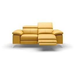 Sofanella Leder 2-Sitzer Relaxfunktion MILANO Sofa Couch - gelb