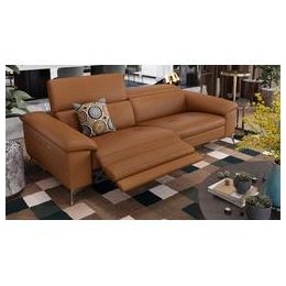 Sofanella Leder 3-Sitzer Sofa mit Funktion STELLA - Orange