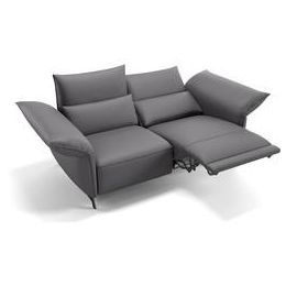 Sofanella Designer 2-Sitzer CUNEO Leder Sofa Couch Relax Funktion - Grau
