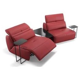 Sofanella Leder Couch MODICA mit Sitzverstellung Kinosofa Heimkino - rot