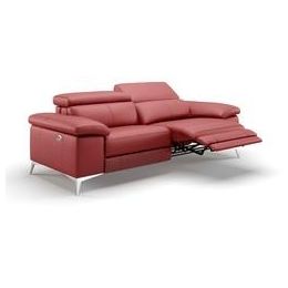 Sofanella Ledercouch MILANO mit Relaxfunktion 3-Sitzer - rot