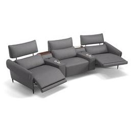 Sofanella Ledercouch BIENNO 3-Sitzer Sofa Relaxsofa - Grau