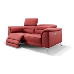 Sofanella Designer 2-Sitzer GANDINO Leder Sofa Couch Relax Funktion - rot
