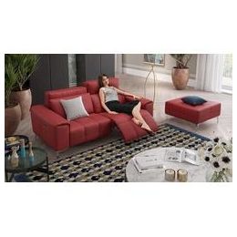 Sofanella Leder Couch hochwertig & Relaxfunktion SALENTO Leder Sofa - rot