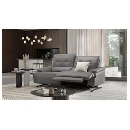 Sofanella Leder Couch PERLO Ledergarnitur 2-Sitzer - Grau