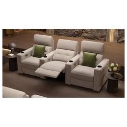 Sofanella Stoff 3-Sitzer Sofa BARI mit Funktion Kinosofa - Beige