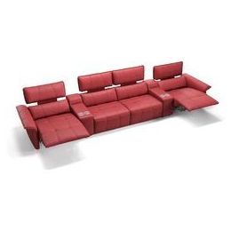 Sofanella Leder 4-Sitzer Sofa ADRIA Couchgarnitur - rot