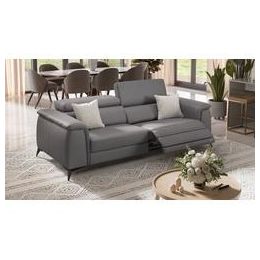 Sofanella Leder Sofa LIVORNO 3-Sitzer Relaxsofa Couch - Grau