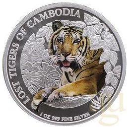 Mendler 1 Unze Silbermünze Kambodscha Lost Tigers 2023 - coloriert