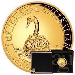 1 Unze Goldmünze Australien Schwan 2023 - High Relief - polierte Platte