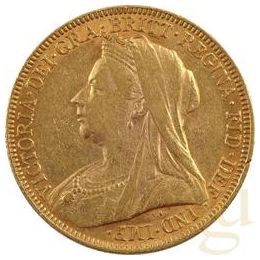 1 Pfund Goldmünze Sovereign Victoria Schleier