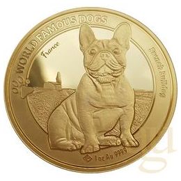 1 Unze Goldmünze World Famous Dogs - Bulldogge 2022