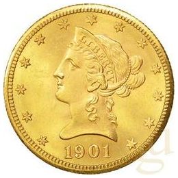 10$ Goldmünze Eagle Liberty Head - Kopf