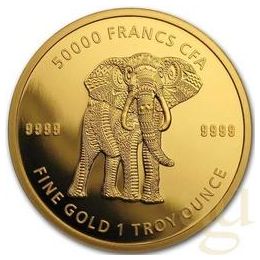 1 Unze Goldmünze Republic of Tschad Mandala Elefant 2019