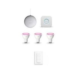 PHILIPS Hue White & Color Ambiance GU10 Bluetooth Starter Kit + Google Nest Mini