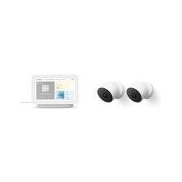 Google Nest Cam (mit Akku) 2er-Pack + kostenloser Google Nest Hub (2. Generation)