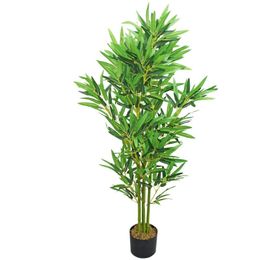 Decovego - Bambus Bambus-Strauch Kunstpflanze Kunstbaum Bambusbaum Baum Künstliche Pflanze Bamboo Künstlich Echtholzstamm Innendekoration Deko 120 cm