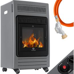 Kesser Gasheizer Gasheizofen Heizstrahler 3 4 kW Gas Kamin inkl. Gasdruckregler & Gasschlauch 2 Heizstufen Infrarot 3400W Gasheizstrahler Gasheizung Grau