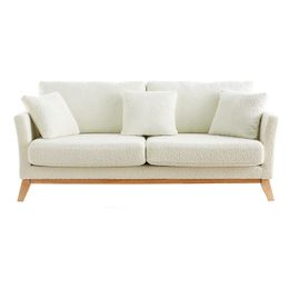 Miliboo Skandinavisches 3-Sitzer-Sofa mit abnehmbarem Bezug in Weiß mit Bouclé-Wolleffekt oslo - Weiß