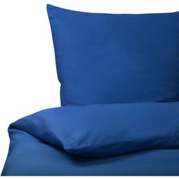 Beliani Bettwäsche Set Blau einfarbig Baumwolle 3-teilig Überlänge für Doppelbett 200x220 cm 2 Kopfkissenbezüge und Deckenbezug mit Knopfverschluss - Blau