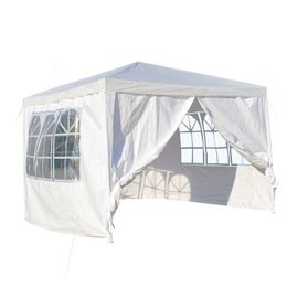Wiltec - Pavillon 3 x 3 m in Weiß mit UV-Schutz 50+, Gartenpavillon mit abnehmbaren Seiten, Partyzelt mit Fenstern für z. b. Terrasse und Festival
