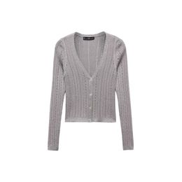 Mango Knit Cardigan 'Aluminio' female Grey size XL