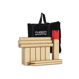 PHIBER-SPORTS Spiel, Kubb Wikinger Schach Kubb Wikinger Spiel aus Holz in PREMIUM Qualität – Aus massivem Holz