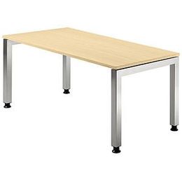 Hammerbacher Prokura höhenverstellbarer Schreibtisch ahorn rechteckig, 4-Fuß-Gestell silber 160,0 x 80,0 cm