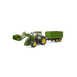 Bruder John Deere 7R 350 with frontloader and tandemaxle tipping trailer