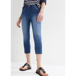 bonprix Capri-Jeans Slim Mid Waist (2er Pack), blau, mit Baumwolle