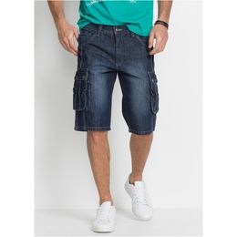 bonprix Cargo-Jeans-Bermuda Regular Fit, blau, mit Baumwolle