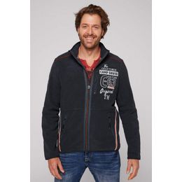 CAMP DAVID Fleecepullover mit Logostickereien, blau