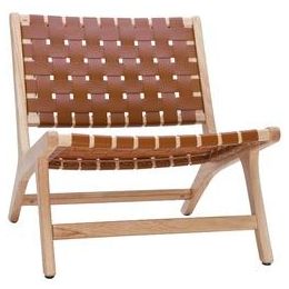 Miliboo Sessel aus Holz mit geflochtenen Riemen in Braun BONDI