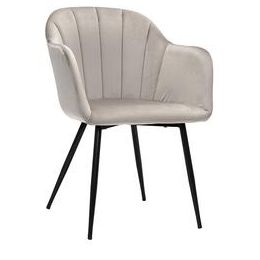 Miliboo Design-Stuhl aus taupefarbenem Samt mit Füßen aus schwarzem Metall MILLY