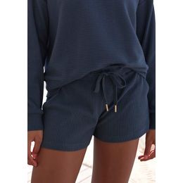 s.Oliver Sweatshorts '- Kurze Hose aus Ripp-Qualität' blau Gr. 32/34 für Damen. Mit Bindebänder. Bequem. Nachhaltig.