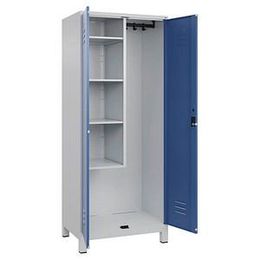 C+P CP Putzmittelschrank Classic Plus 080110-02 S10019 fernblau, lichtgrau 80,0 x 50,0 x 195,0 cm, aufgebaut