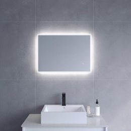 Badspiegel mit led Beleuchtung Touch Wandspiegel Kaltweißer 6400K Wand-schalter Badezimmerspiegel IP44 energiesparend 50x70 cm Vertikal/Horizontal