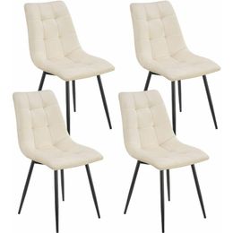 Esszimmerstühle Blanca 4er Set - Samt Stühle gepolstert - Stuhl für Esszimmer, Küche & Wohnzimmer - modern, belastbar bis 120 kg Beige - Juskys