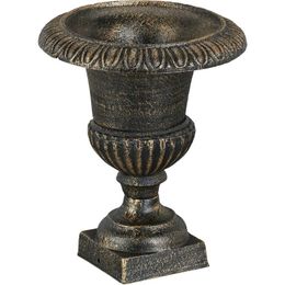 Dekovase, Gusseisen, HxD: 23 x 19 cm, Vintage Deko Wohnzimmer, antike Vase für Kunstblumen, Pokalvase, bronze - Relaxdays