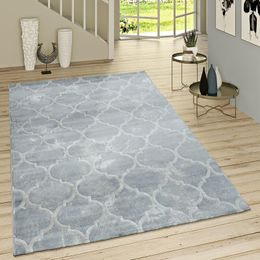 Paco Home - Kurzflor Teppich Modern Marokkanisches Muster Vintage Style Ombre Look Grau Weiß 200x290 cm