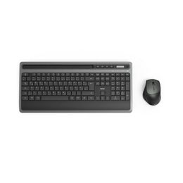 Hama Multi Device Tastatur- und Maus Set, Verbindung per Funk und Bluetooth Tastatur- und Maus-Set, kabellos, Layout QWERTZ DE, Wireless, ergonomische Form, Office, grau|schwarz