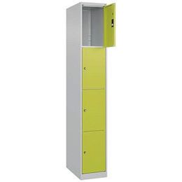 C+P CP Schließfachschrank Classic Plus clowngrün, lichtgrau 080000-104 S10009, 4 Schließfächer 30,0 x 50,0 x 185,0 cm