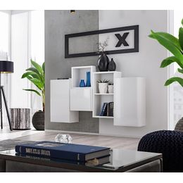 JVmoebel Wohnwand Wohnzimmer Weiß Komplett Wandschrank Luxus Regal Designer Einrichtung
